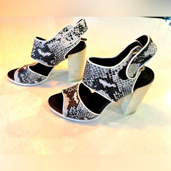 Shoes | Rudsak Womens Chunky Snakeskin Leather Heels 75 | Poshmark